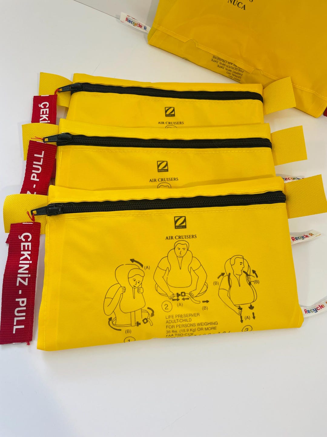 Aircraft Life Vest Zipped Pouch, Life Vest Pencil Case, Recycled Pouch ...