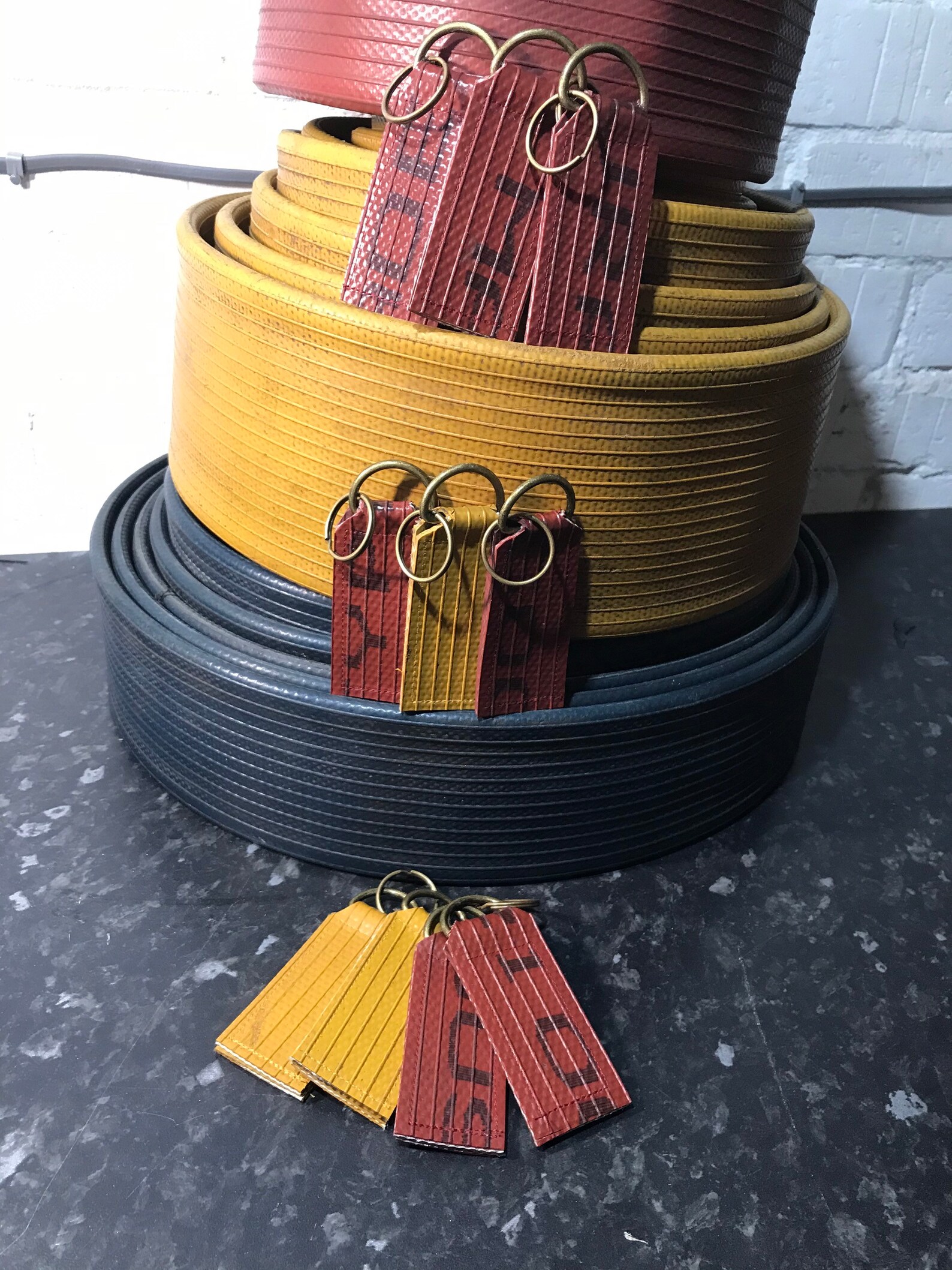 Fire Hose Keyring, Firefighters Keyring, Keyring, Recycled Keyring ...