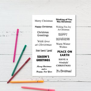 Christmas Sentiments JPG Digital Sheet, Printable Festive Sentiments ...