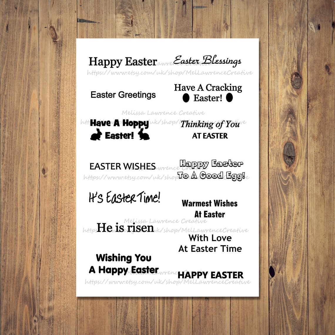 Easter Sentiments Digital Sheet, Printable Greetings Card Sentiments ...