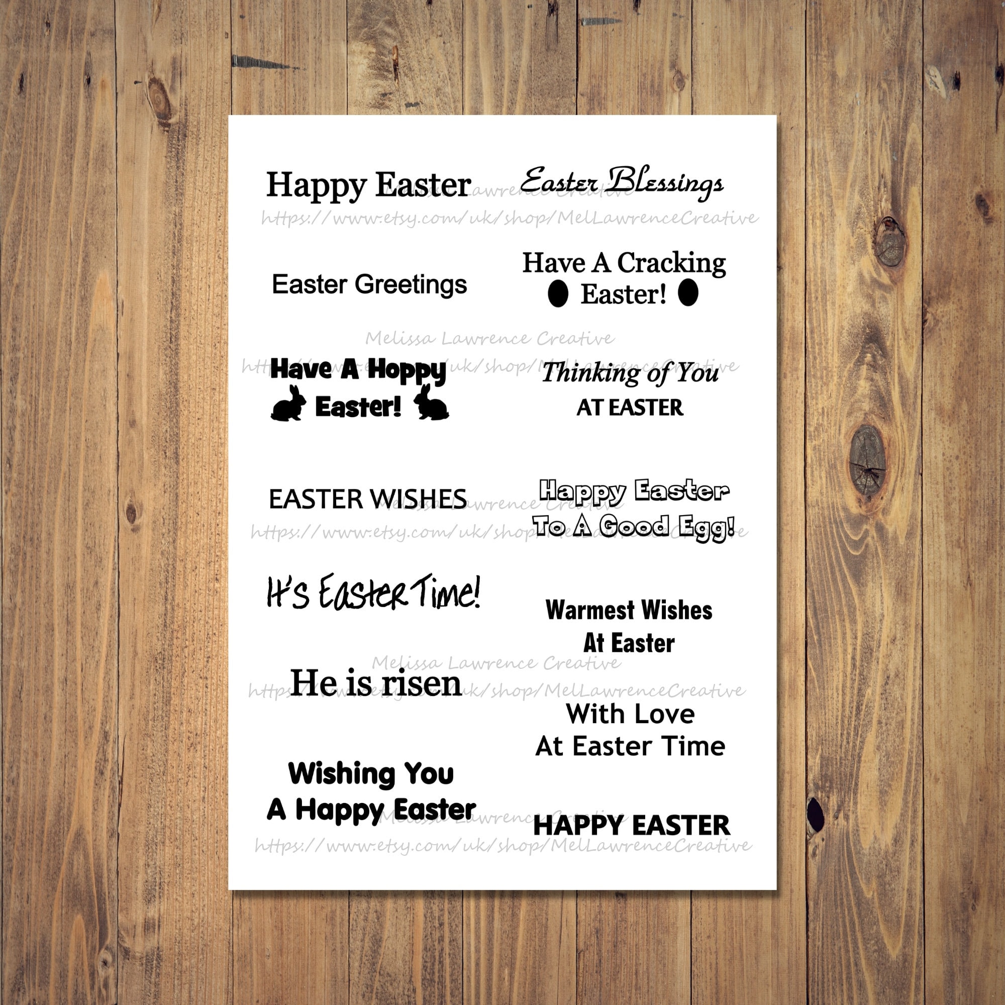 Easter Sentiments Digital Sheet, Printable Greetings Card Sentiments ...