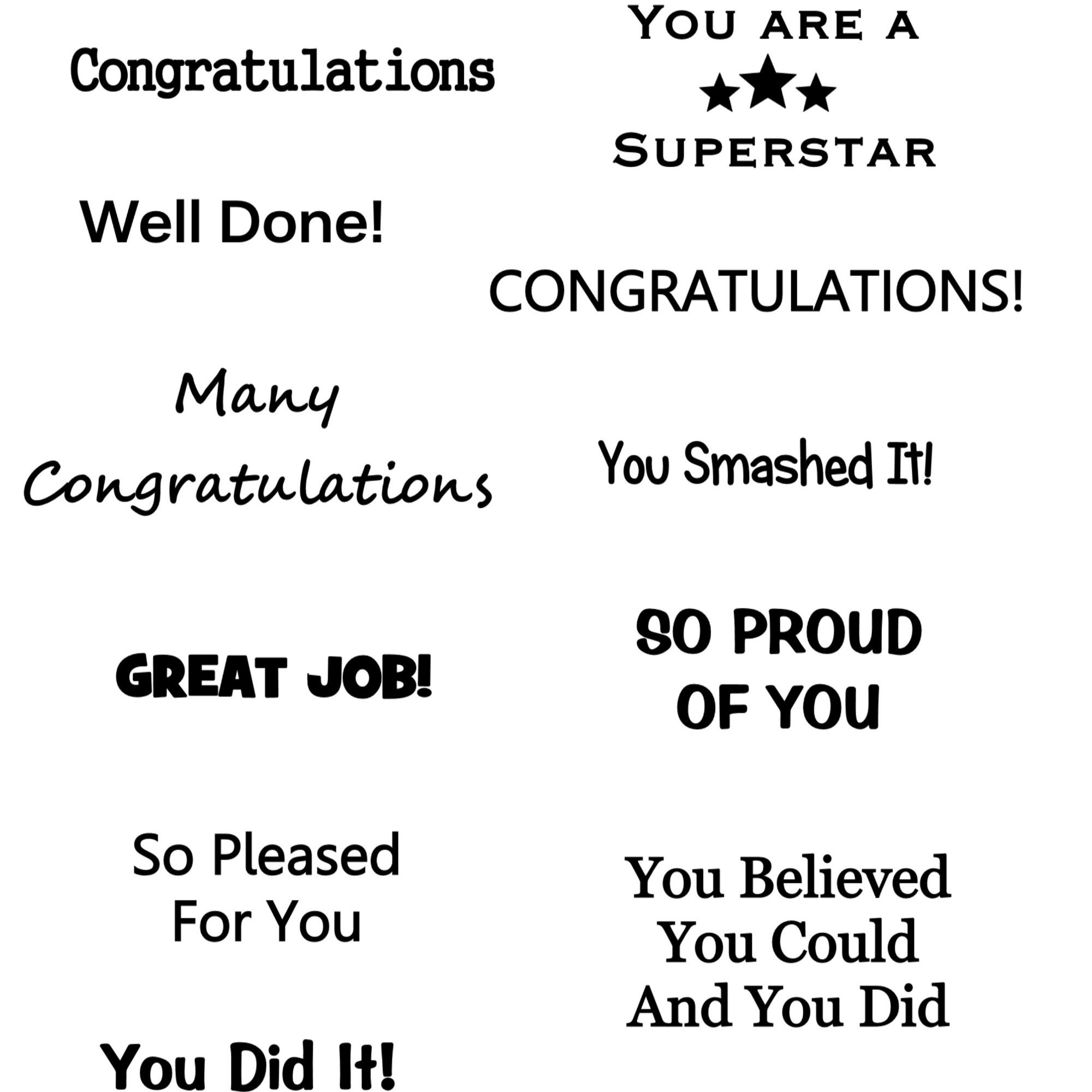 Congratulations Sentiments Digital Sheet, Printable Card Sentiments ...