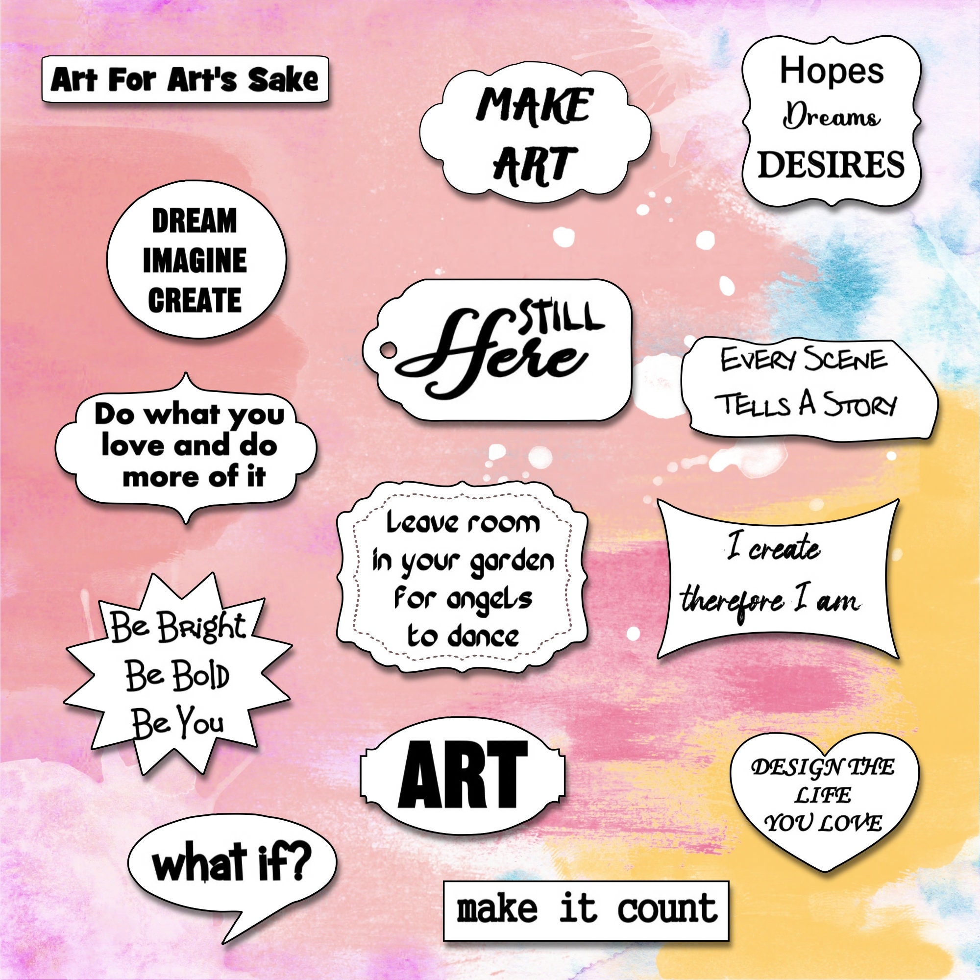 Art Journaling Sentiments Digital Sheet Printable Words and - Etsy