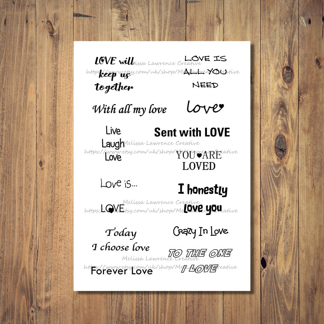 Love Sentiments Digital Sheet Printable Romantic Phrase - Etsy
