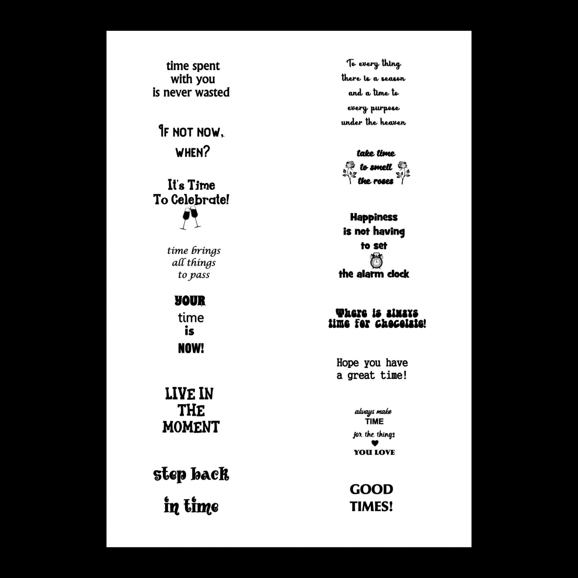 Time Printable JPG Words & Sayings, Digital Sentiments for Cards, Clock ...