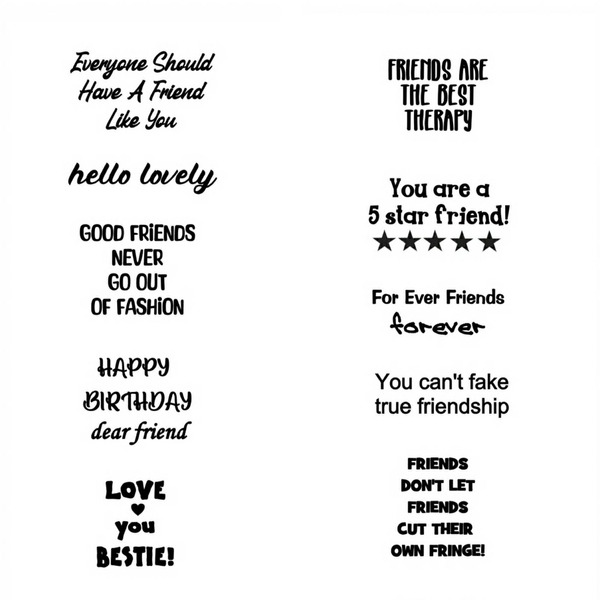 Friendship Sentiments Digital Download, Words for Friend Cards, Junk ...