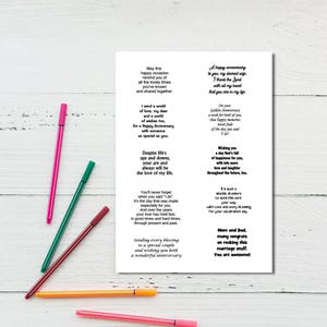 Anniversary Card Inserts Digital Sheet, Printable Anniversary Card ...