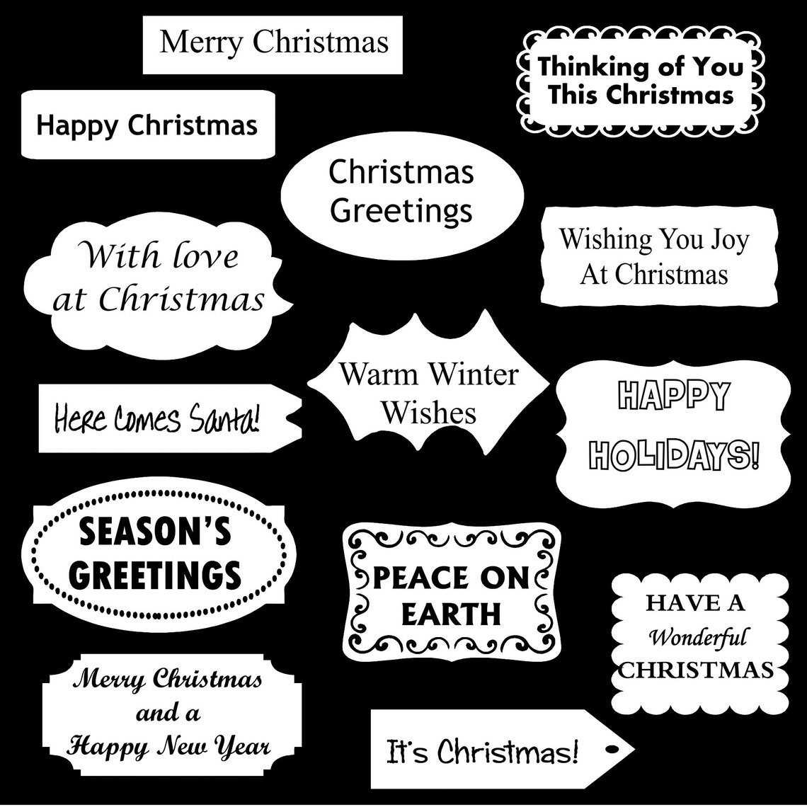 Christmas Sentiments JPG Digital Sheet, Printable Festive Sentiments ...