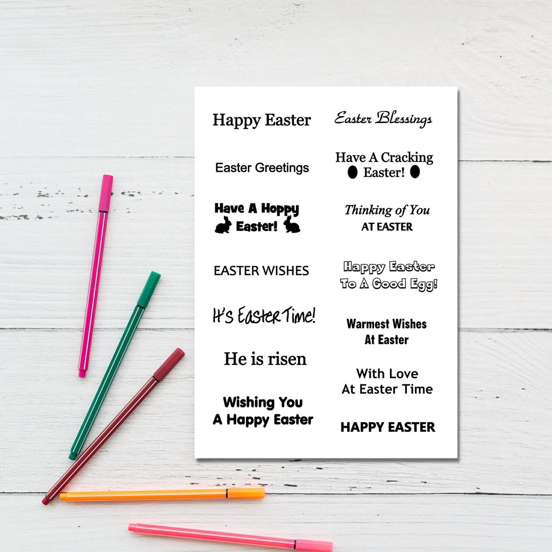 Easter Sentiments Digital Sheet, Printable Greetings Card Sentiments ...