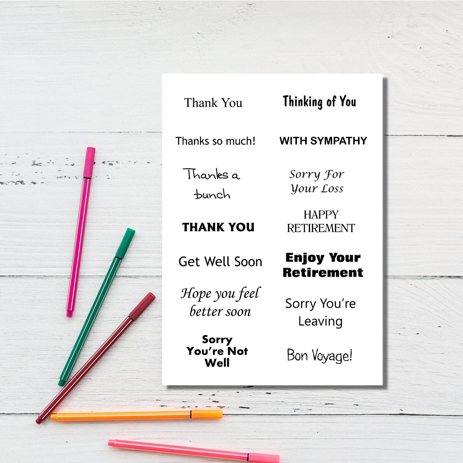 Mixed Sentiments Digital Sheet, Printable Words and Phrases, Cardmaker ...