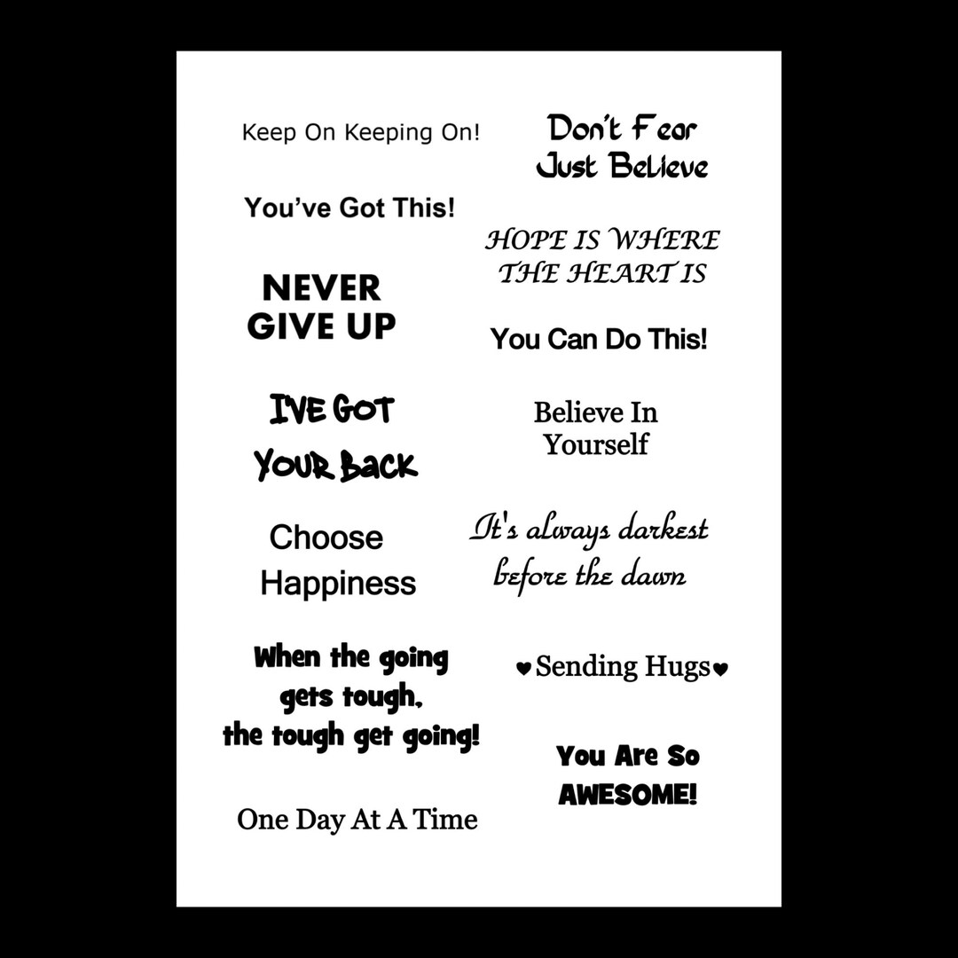 Encouraging Sentiments Digital Sheet, Printable Card Sentiments, Card ...