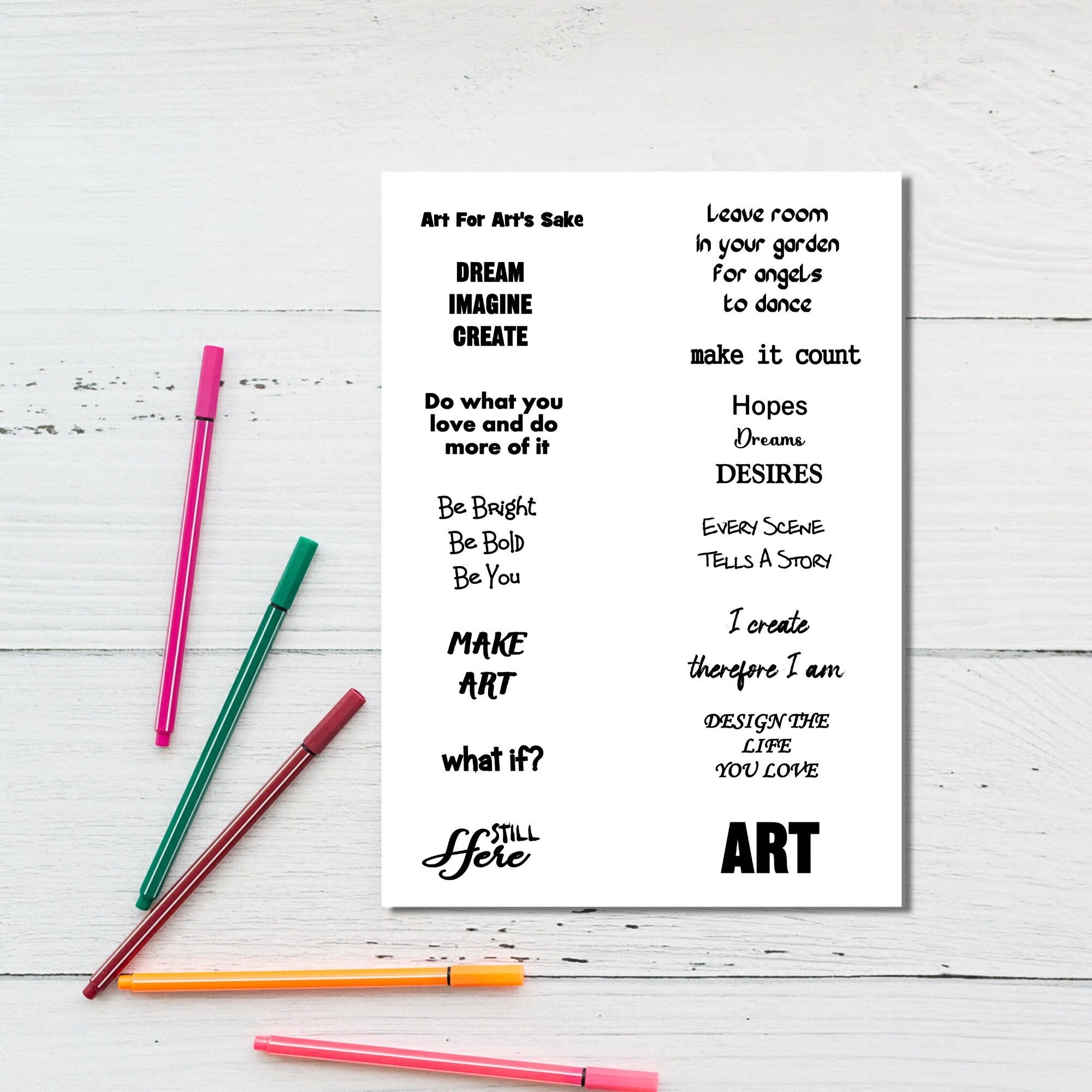 Art Journaling Sentiments Digital Sheet, Printable Words and Phrases ...