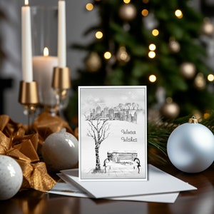 Winter Wishes Digital Christmas Card, Printable Winter Scene Card ...