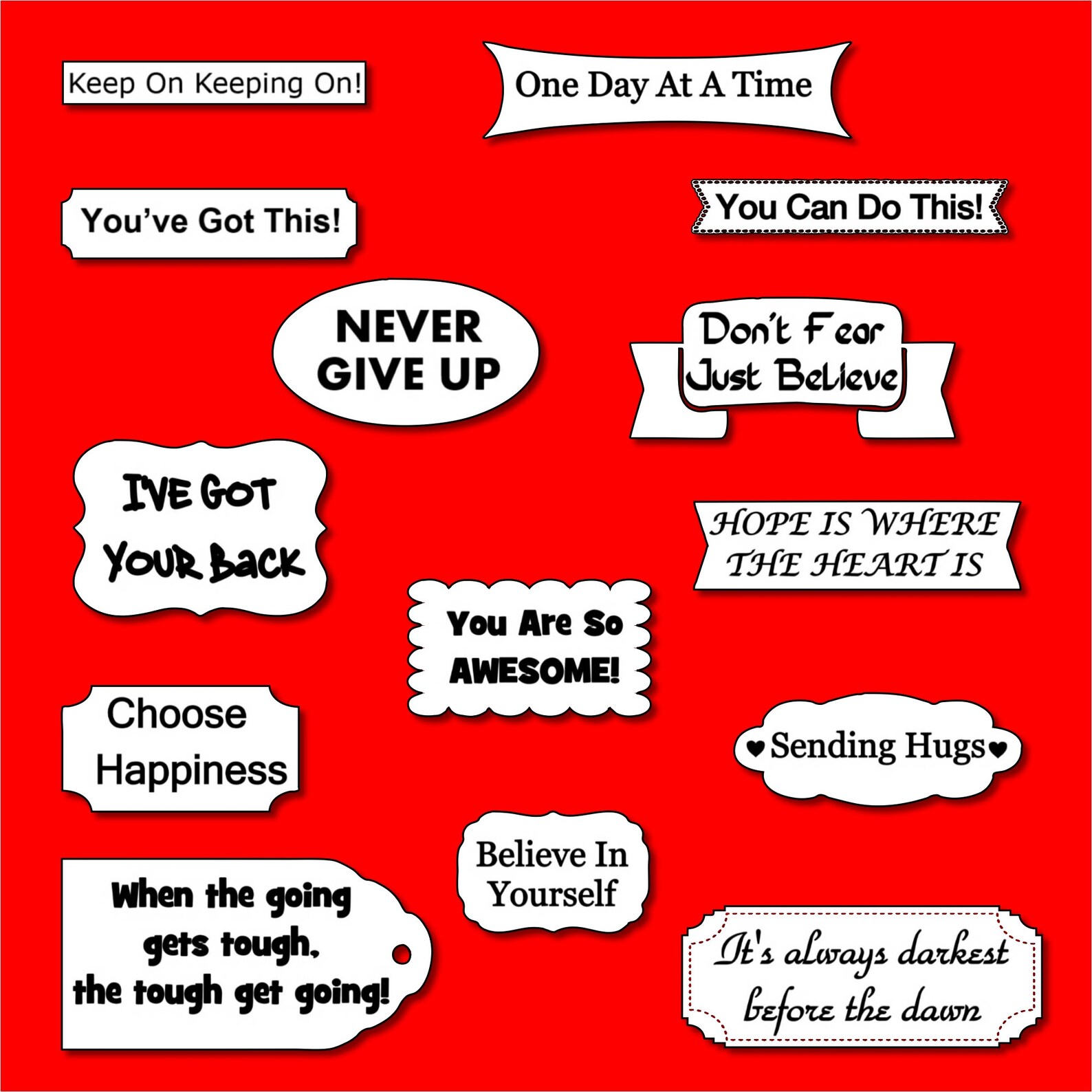 Encouraging Sentiments Digital Sheet, Printable Card Sentiments, Card ...