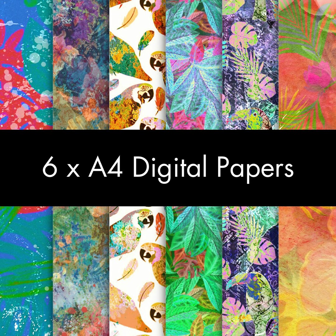 Tropical Digital Background Papers, Printable A4 Craft Sheets, Ocean ...