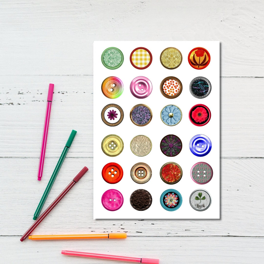 Buttons Digital Collage Sheet Instant Download Printable, Digital ...
