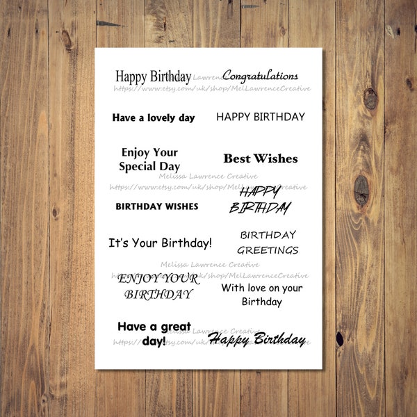 Printable Birthday Sentiments - Etsy