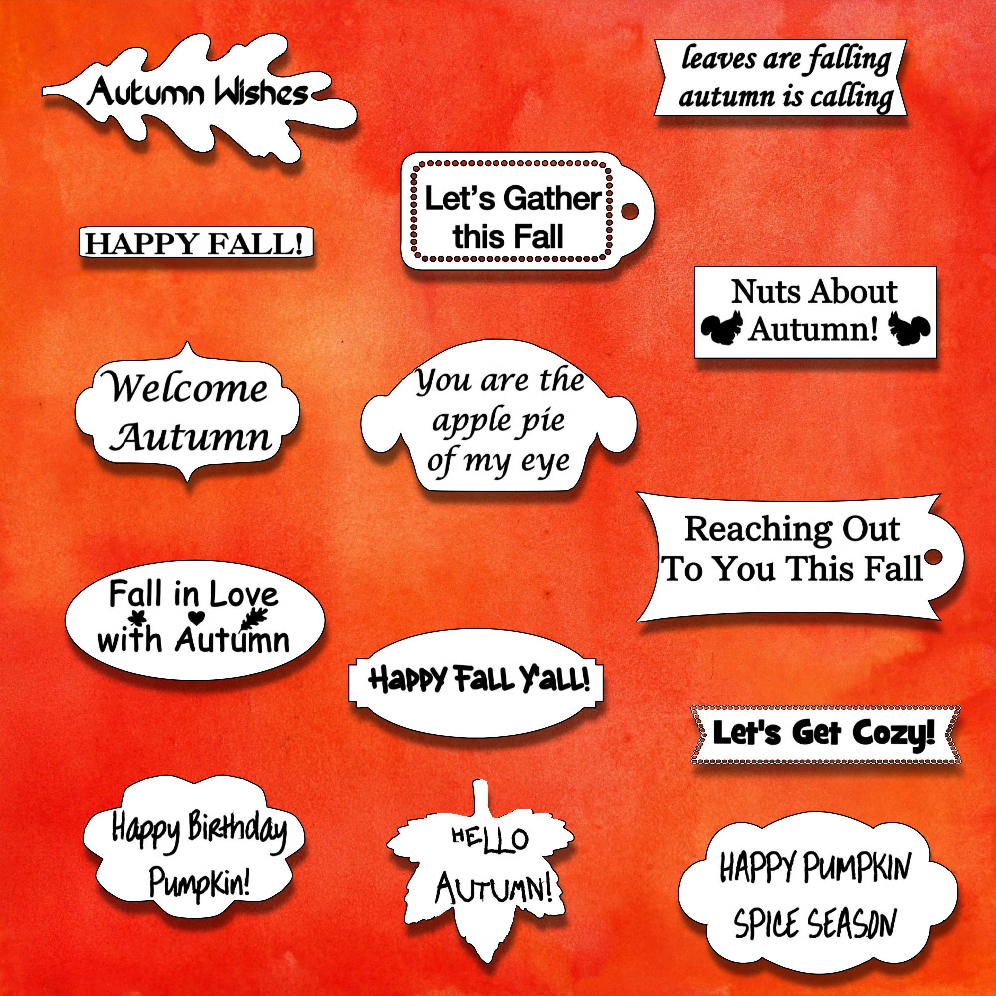 Autumn Sentiments Digital Sheet Autumn Cardmaking Printable - Etsy