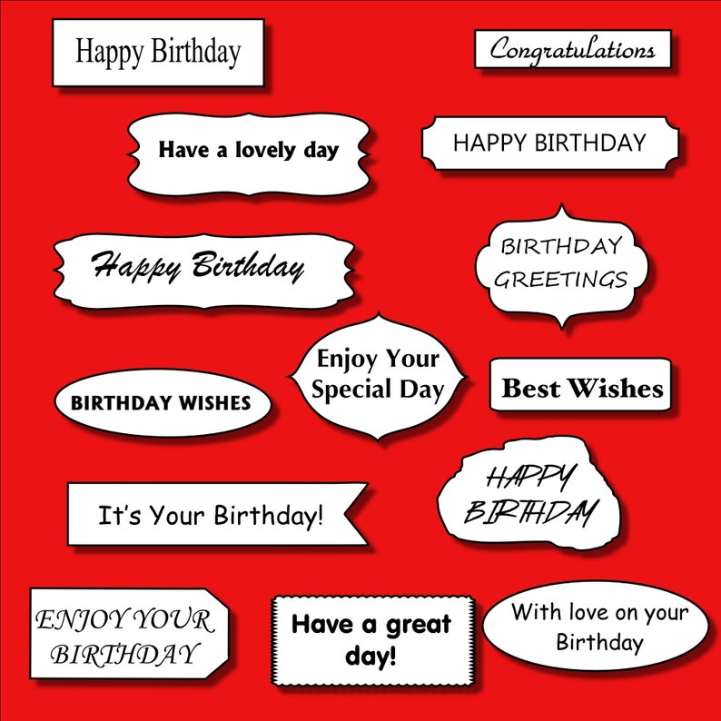 Birthday Sentiments Digital Sheet, Ready to Print Words and Phrases ...