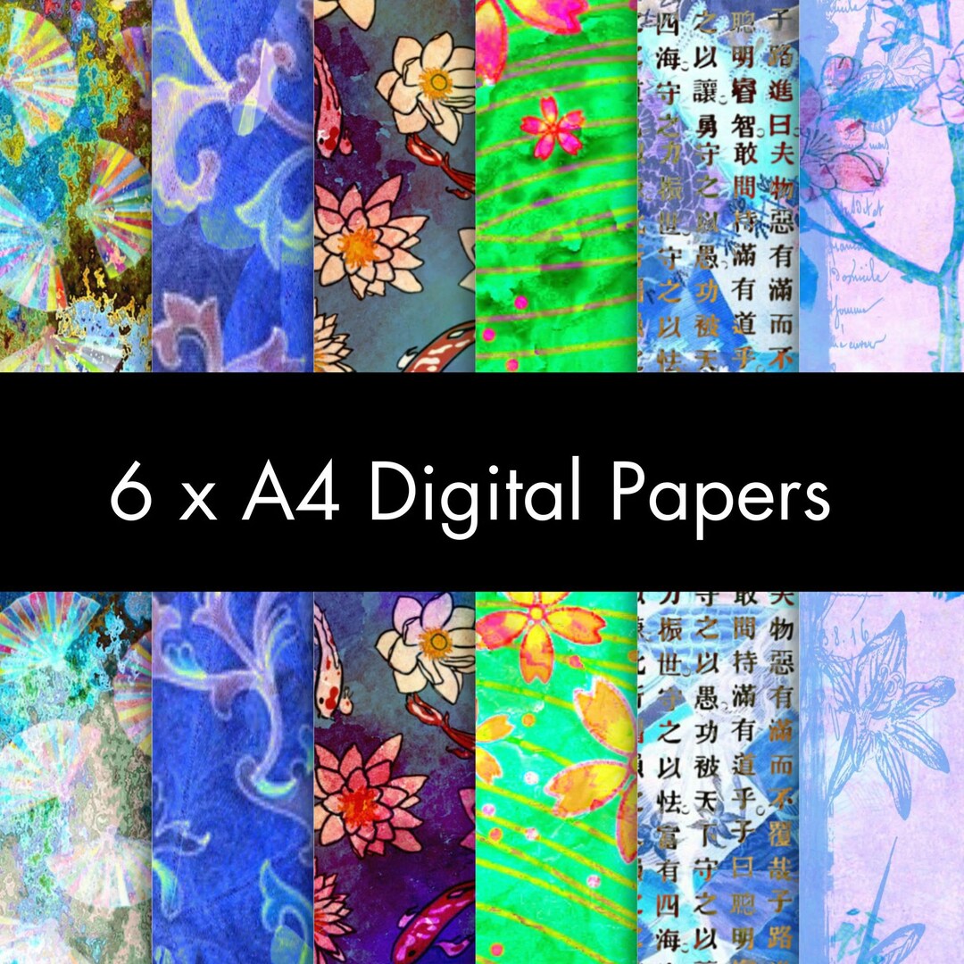 Oriental Digital A4 Paper Pack, Downloadable Craft Papers, Printable A4 ...