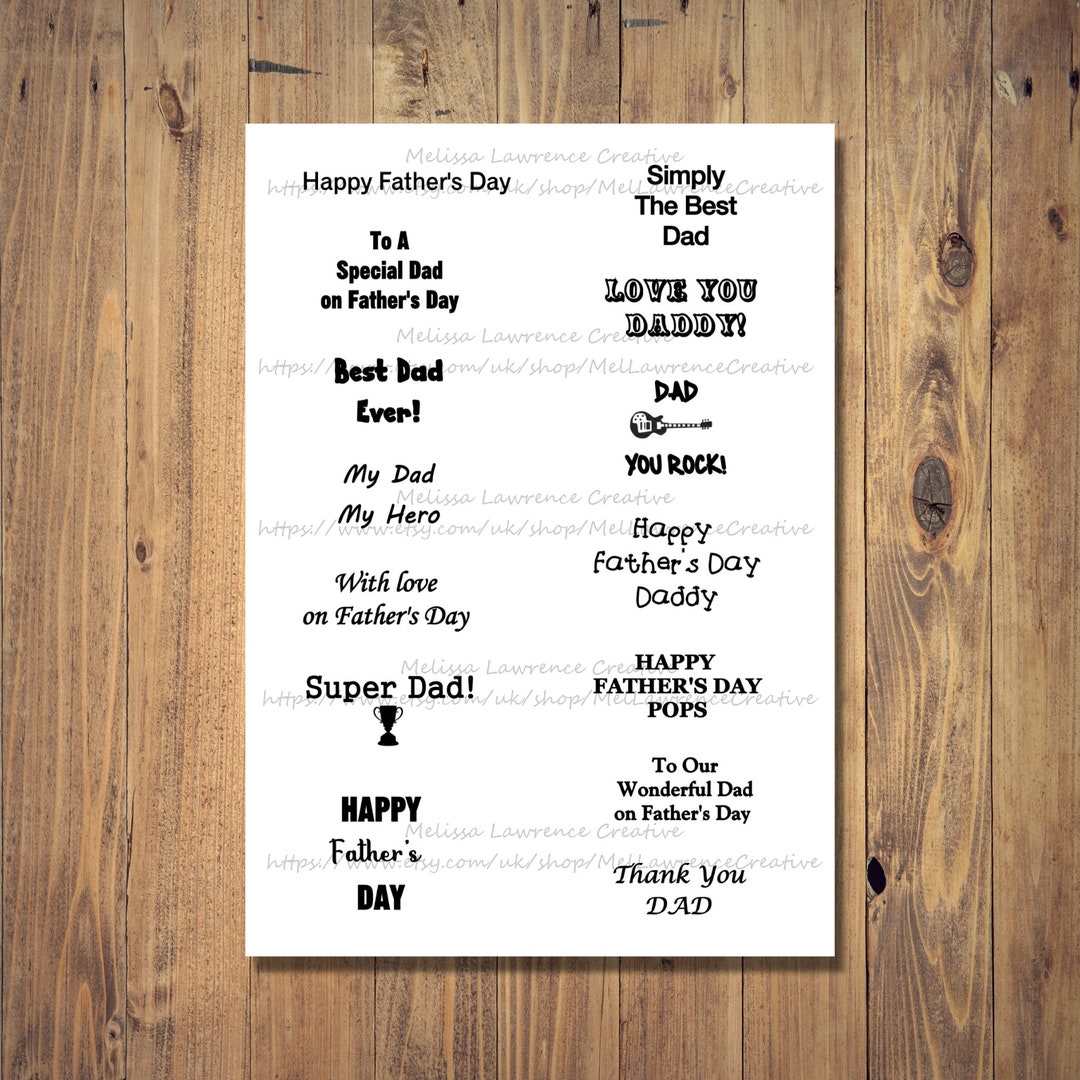 Father Sentiments Digital Sheet Printable Fathers Day - Etsy
