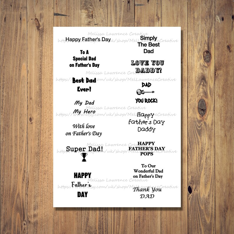 Father Sentiments Digital Sheet, Printable Father’s Day Sentiments ...