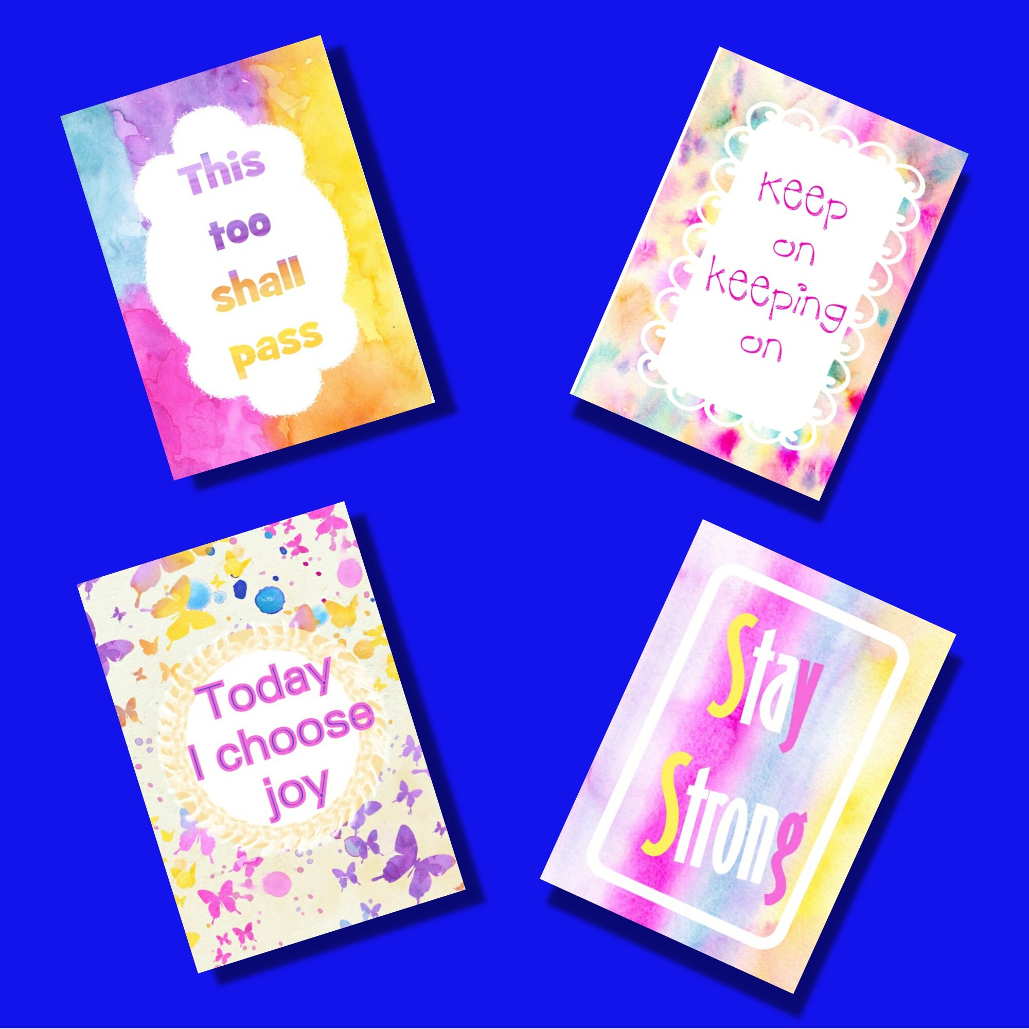 Stay Positive Digital Card Toppers Instant Download, Set 1 of 4 ...