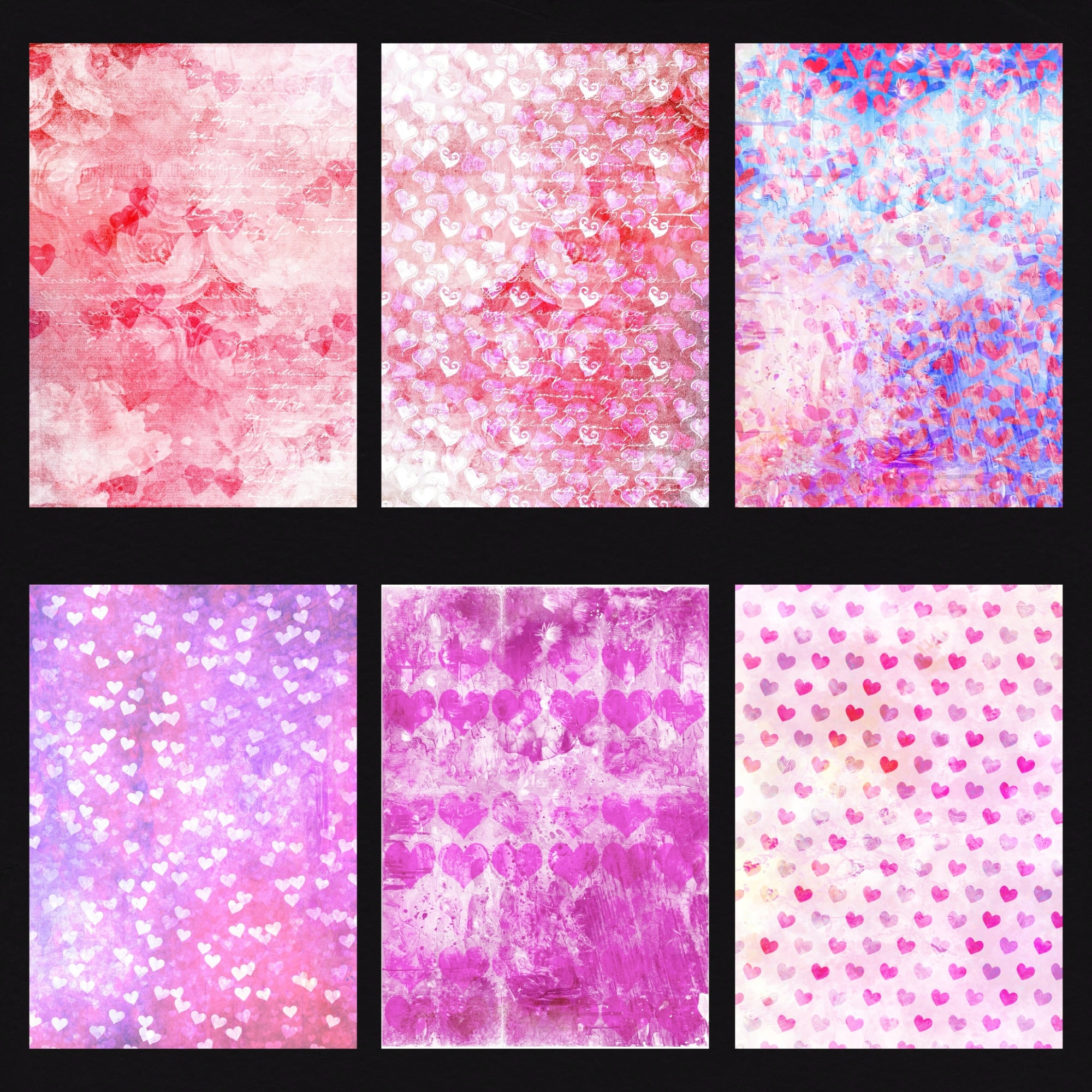 Hearts Digital A4 Paper Pack, Instant Download Craft Papers, Printable ...