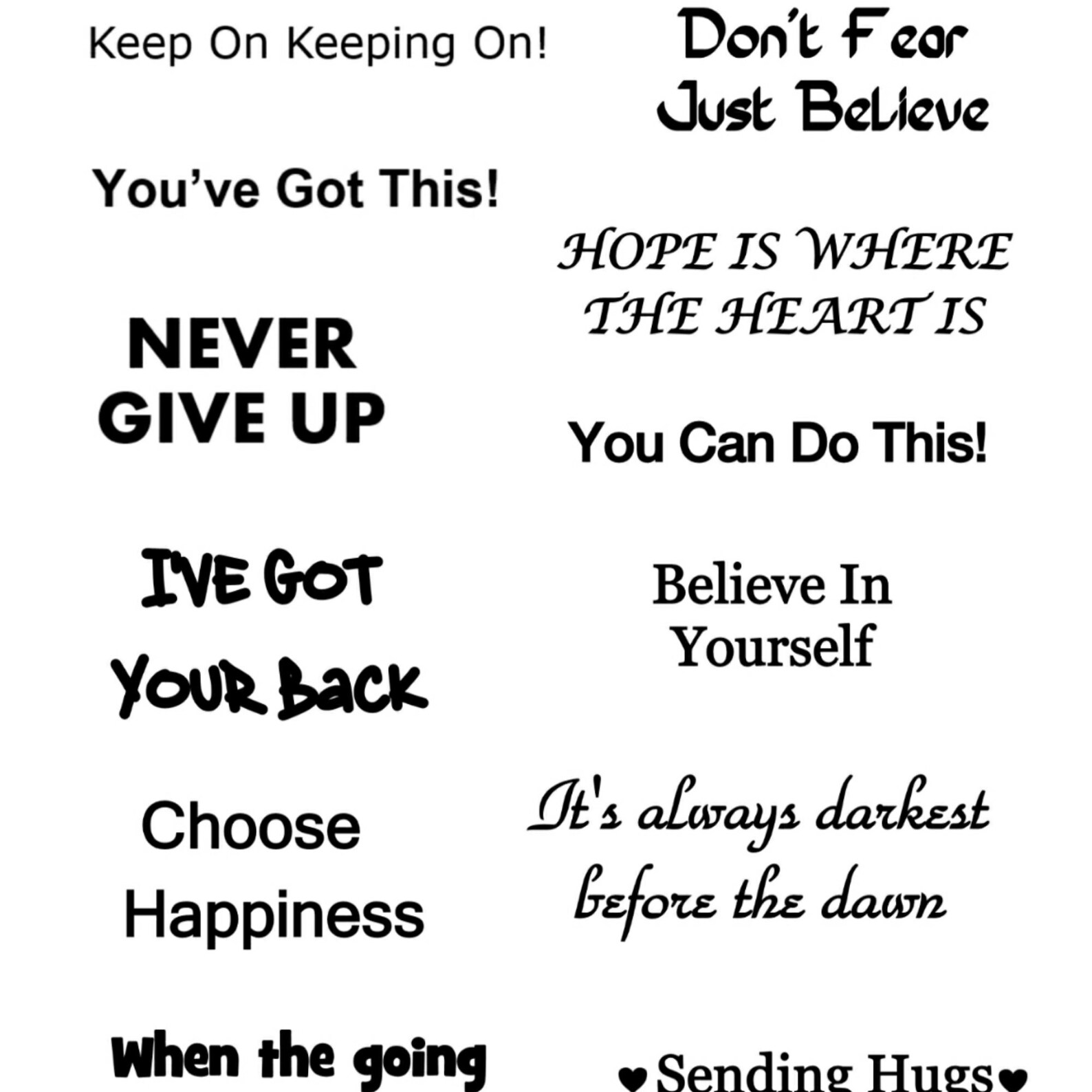 Encouraging Sentiments Digital Sheet, Printable Card Sentiments, Card ...