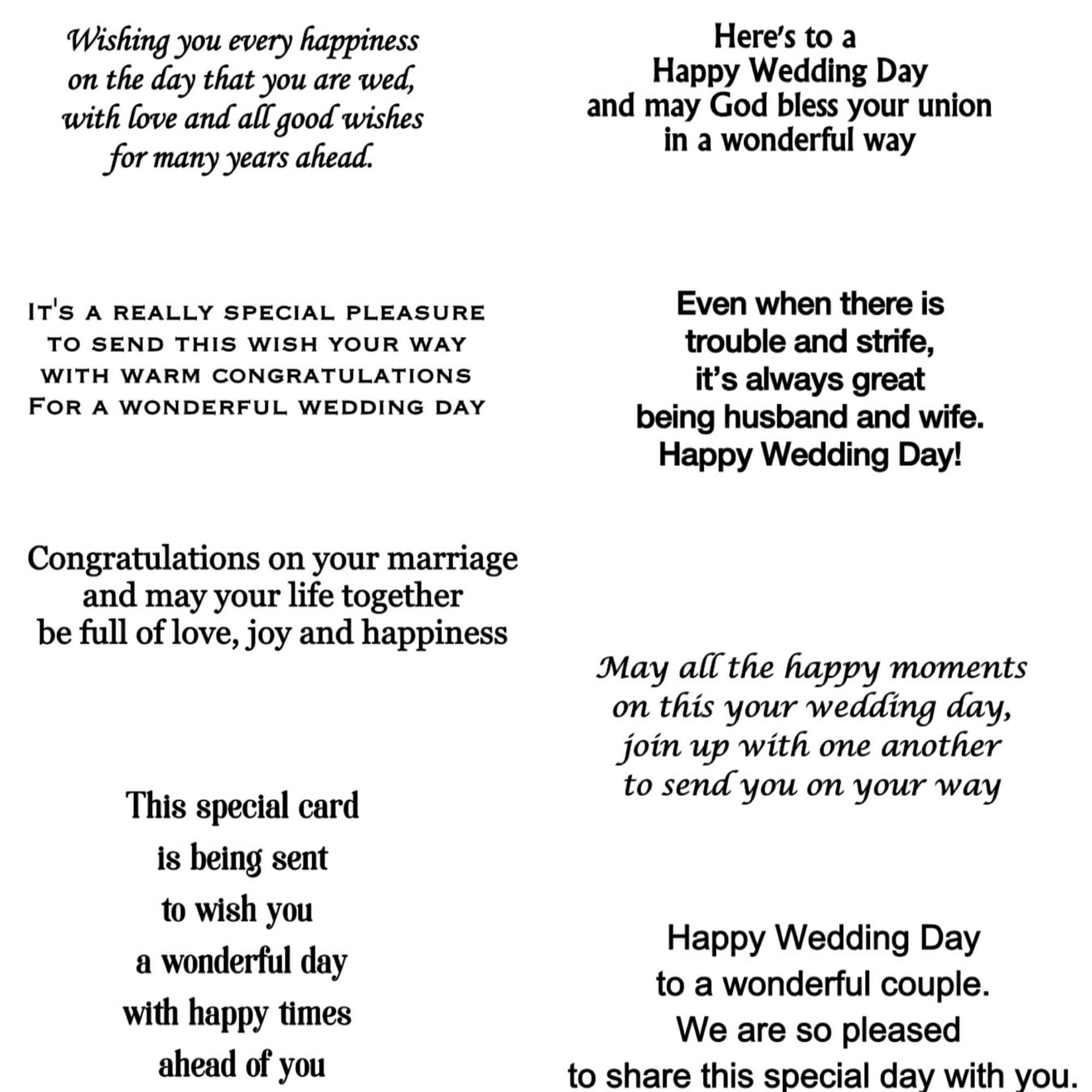 Wedding Card Inserts Digital Sheet, Printable Wedding Card Verses ...