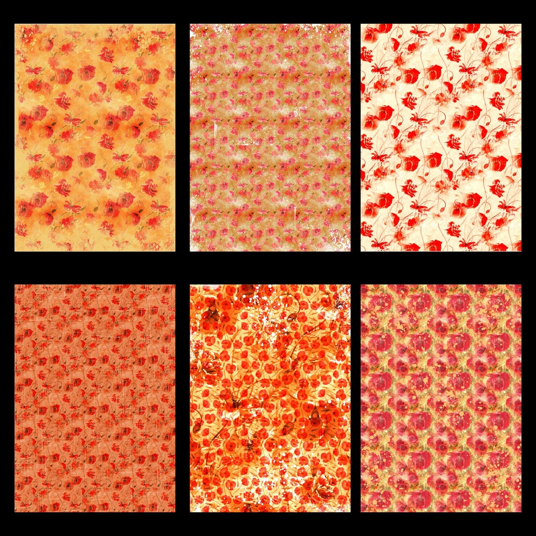 Poppies Digital Paper, Printable A4 Papers, Remembrance Day, Poppy ...