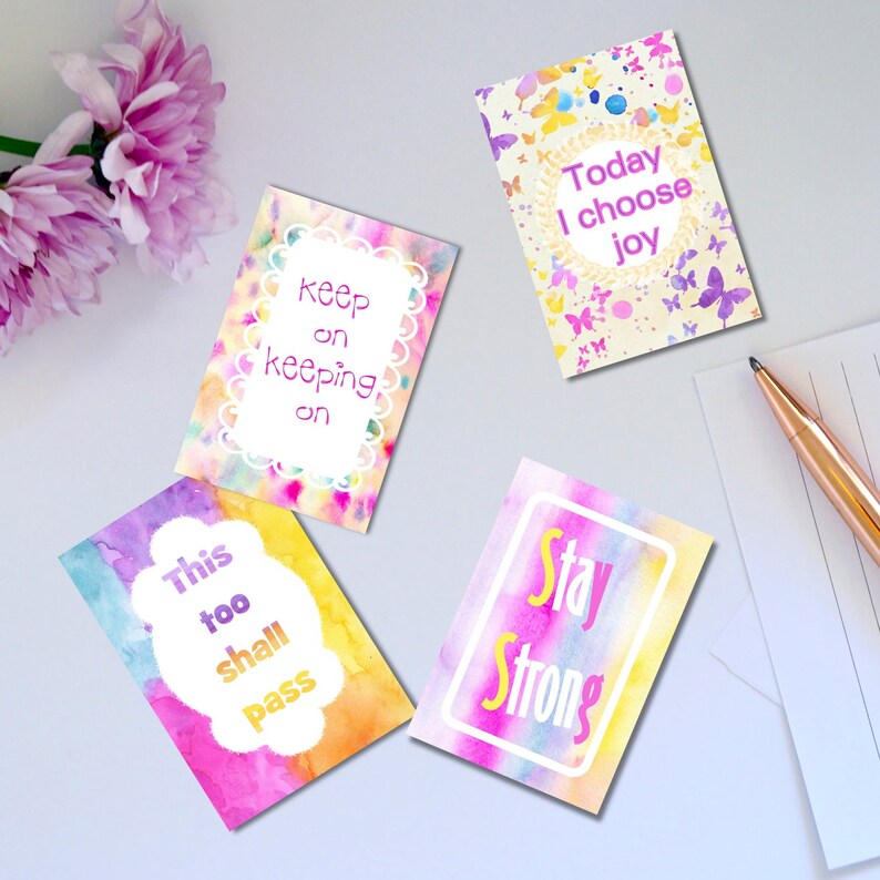Stay Positive Digital Card Toppers Instant Download, Set 1 of 4 ...