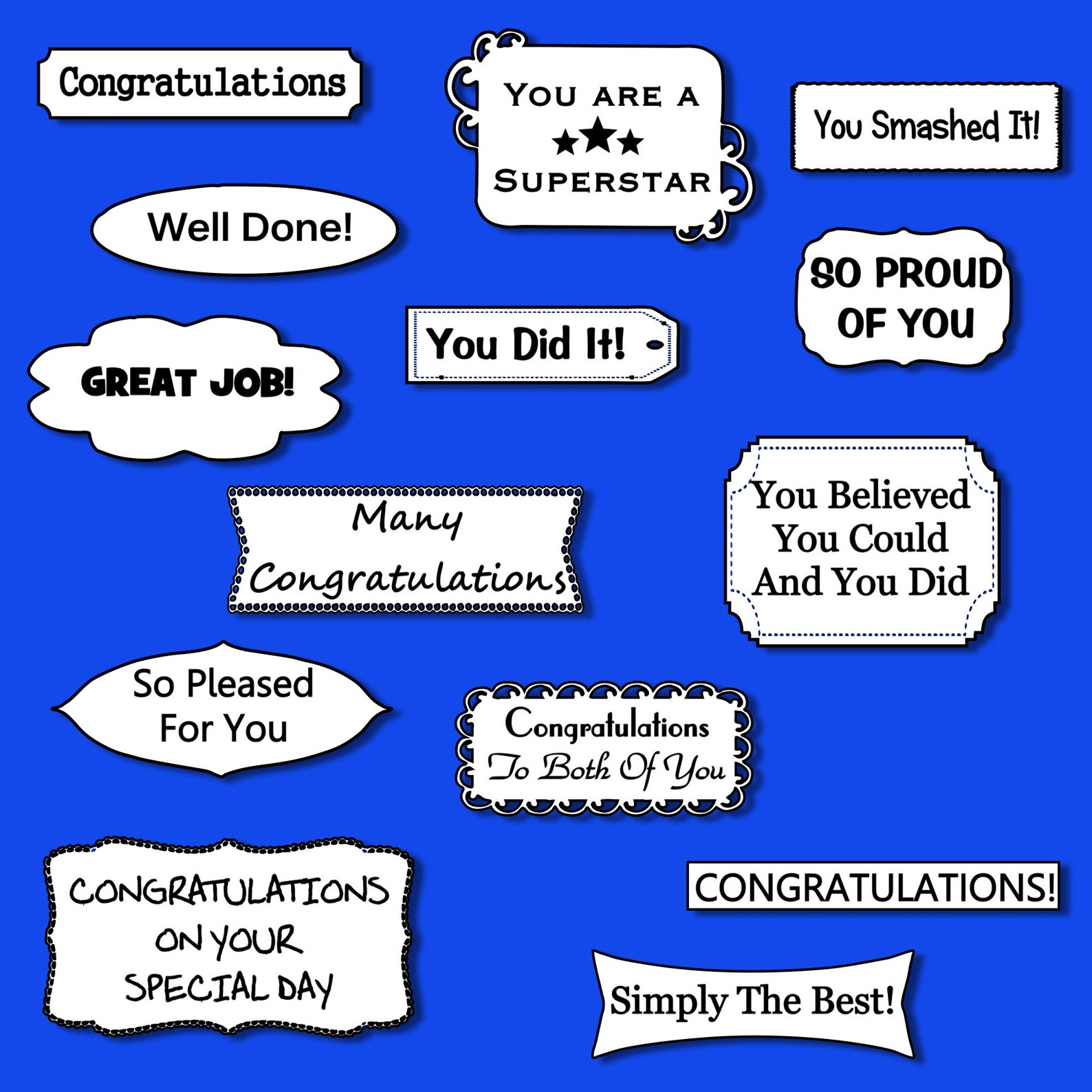 Congratulations Sentiments Digital Sheet, Printable Card Sentiments ...