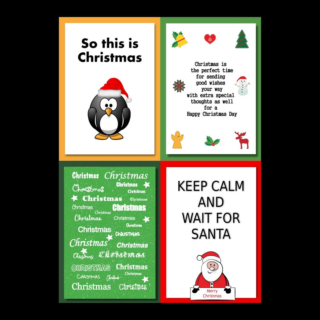 Printable Christmas Card Toppers, Christmas Card Front Set, Christmas ...