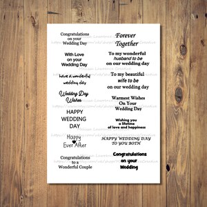 Wedding Sentiments Digital Sheet, Wedding Card Sentiments, Printable ...