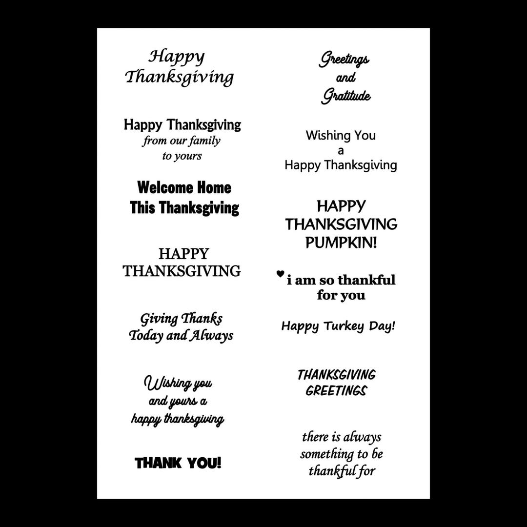 Thanksgiving Sentiments Digital Sheet, Thanksgiving Words and Phrases ...