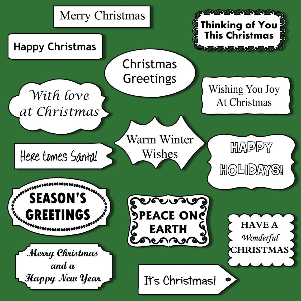 Christmas Sentiments Digital Sheet, Printable Festive Sentiments ...