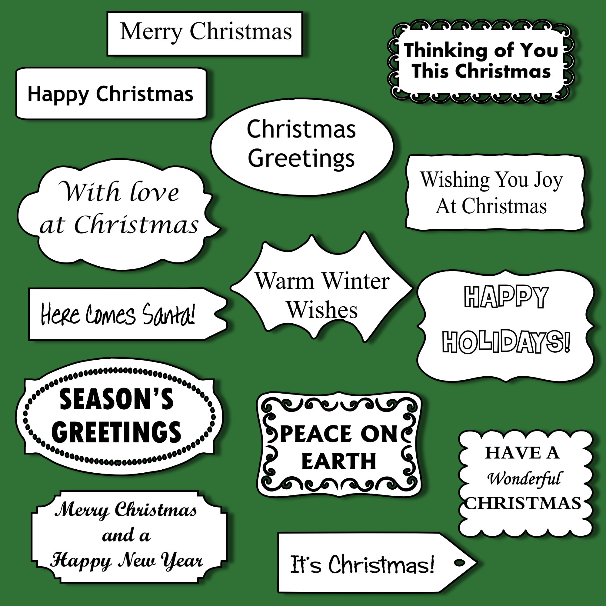 Christmas Sentiments Digital Sheet, Printable Festive Sentiments ...