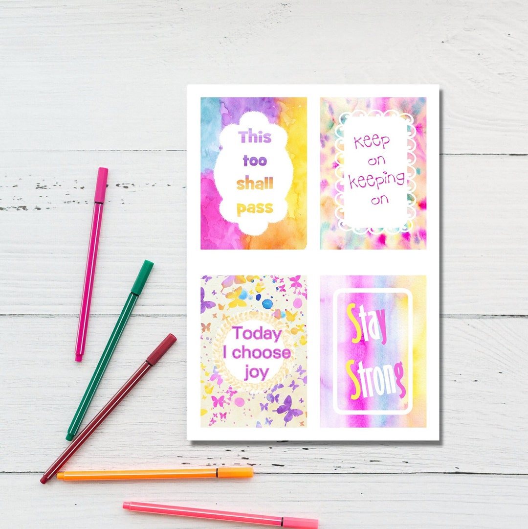 Stay Positive Digital Card Toppers Instant Download, Set 1 of 4 ...