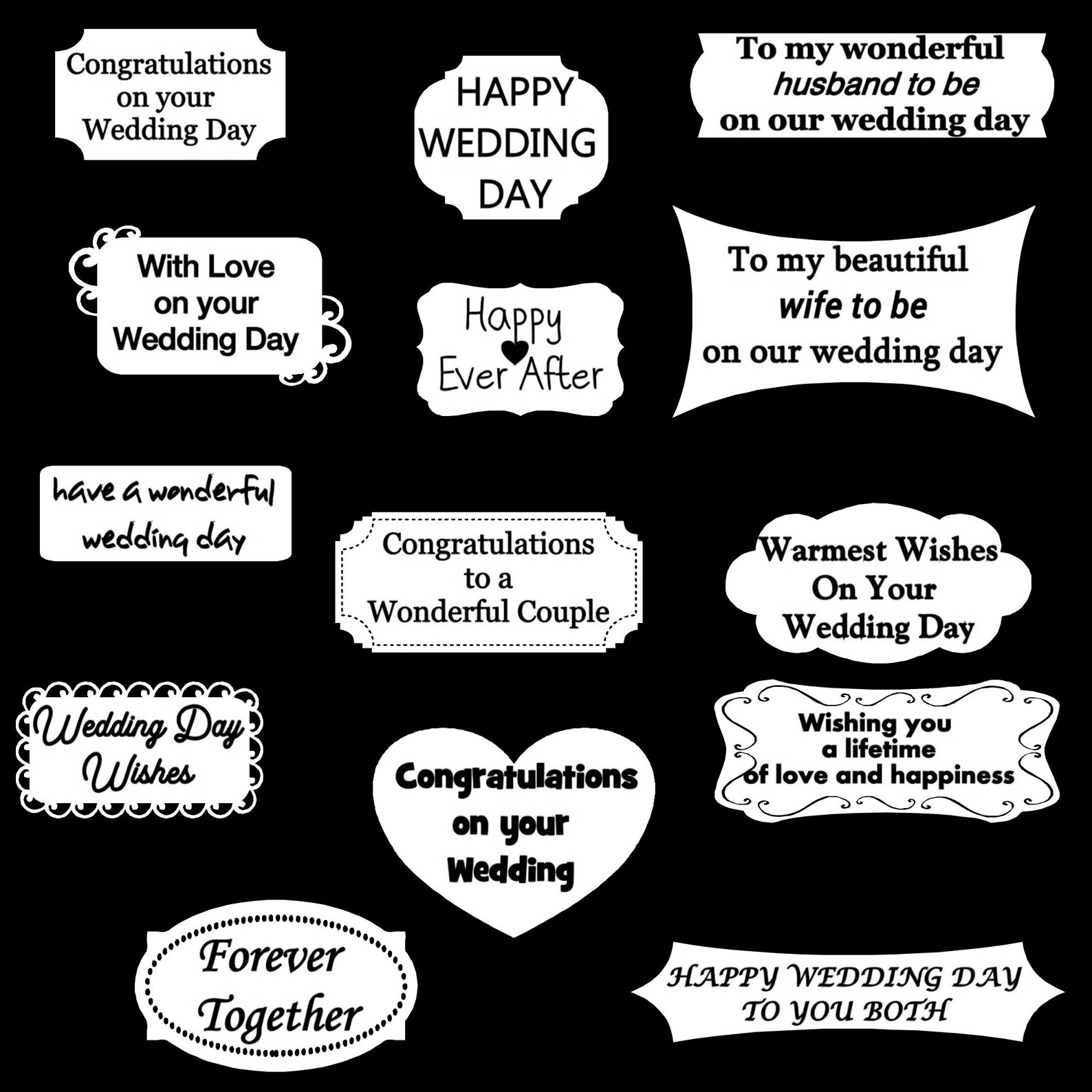 Wedding Sentiments Digital Sheet, Wedding Card Sentiments, Printable ...
