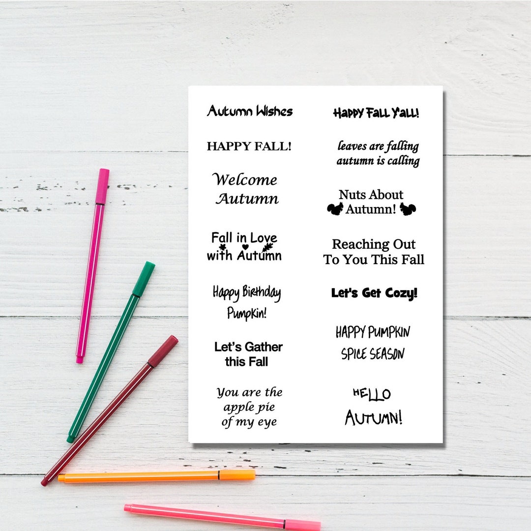 Autumn Sentiments Digital Sheet, Autumn Cardmaking, Printable Fall ...