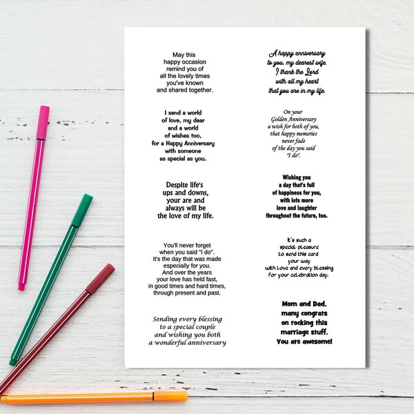 Encouraging Card Inserts Digital Sheet, Printable Card Insert Verses ...