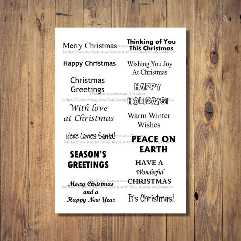 Christmas Sentiments Digital Sheet, Printable Festive Sentiments ...