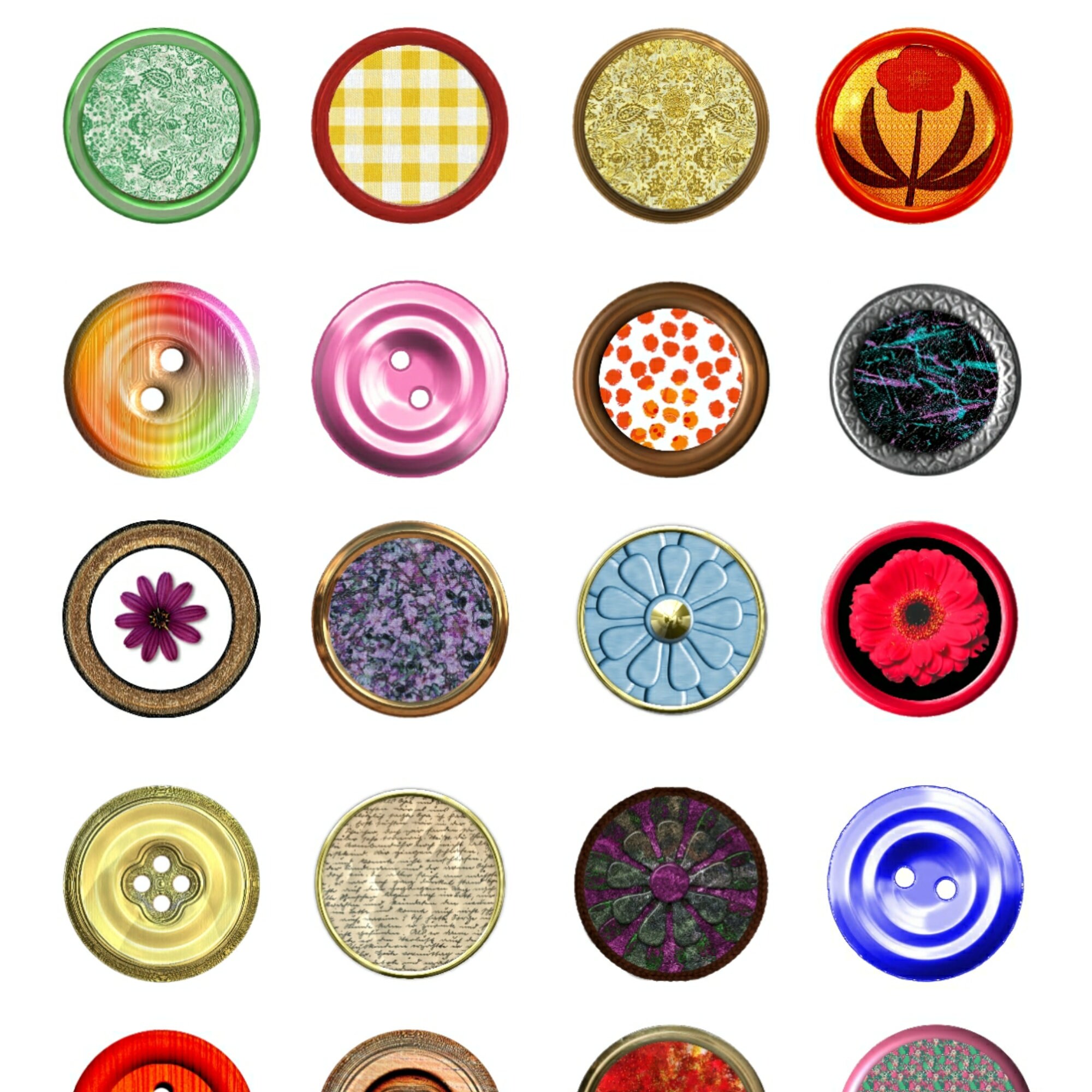 Buttons Digital Collage Sheet Instant Download Printable, Digital ...