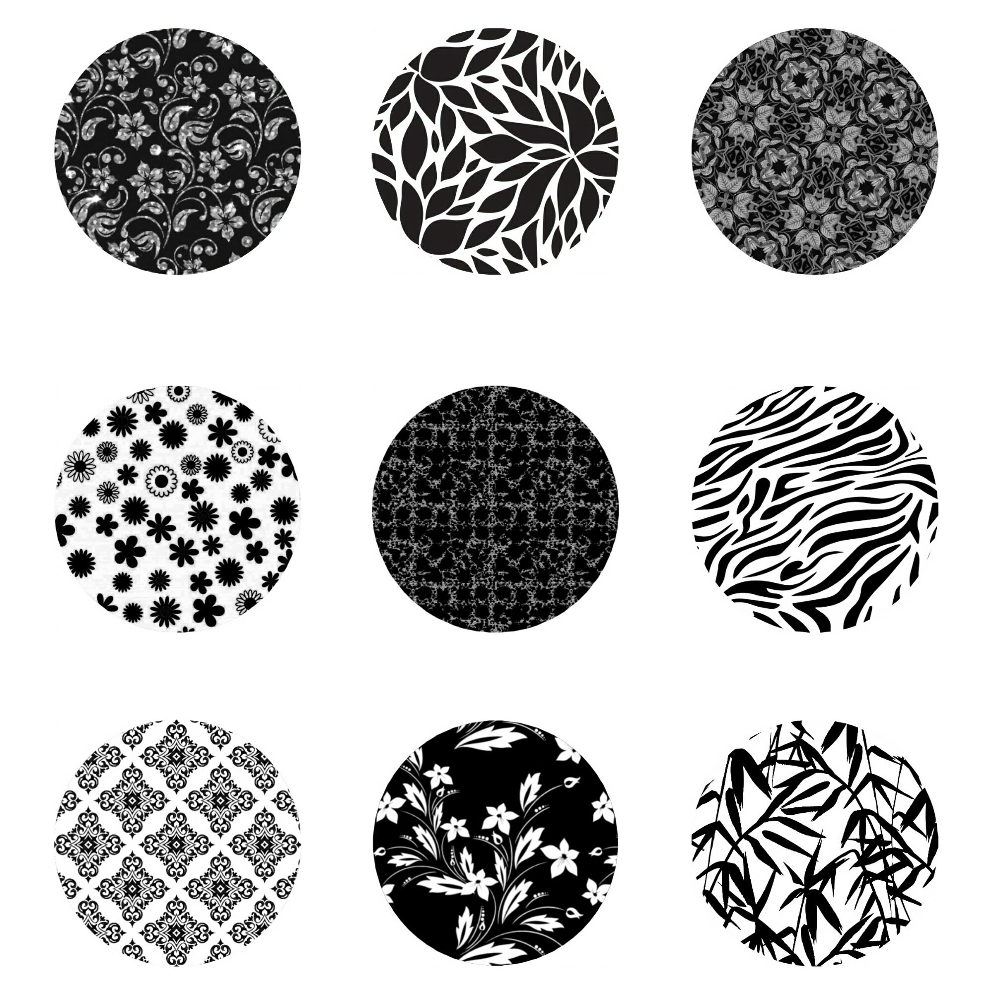Black and White Circles Digital Collage Sheet, Instant Download 2 Inch Circles, Monochrome ...