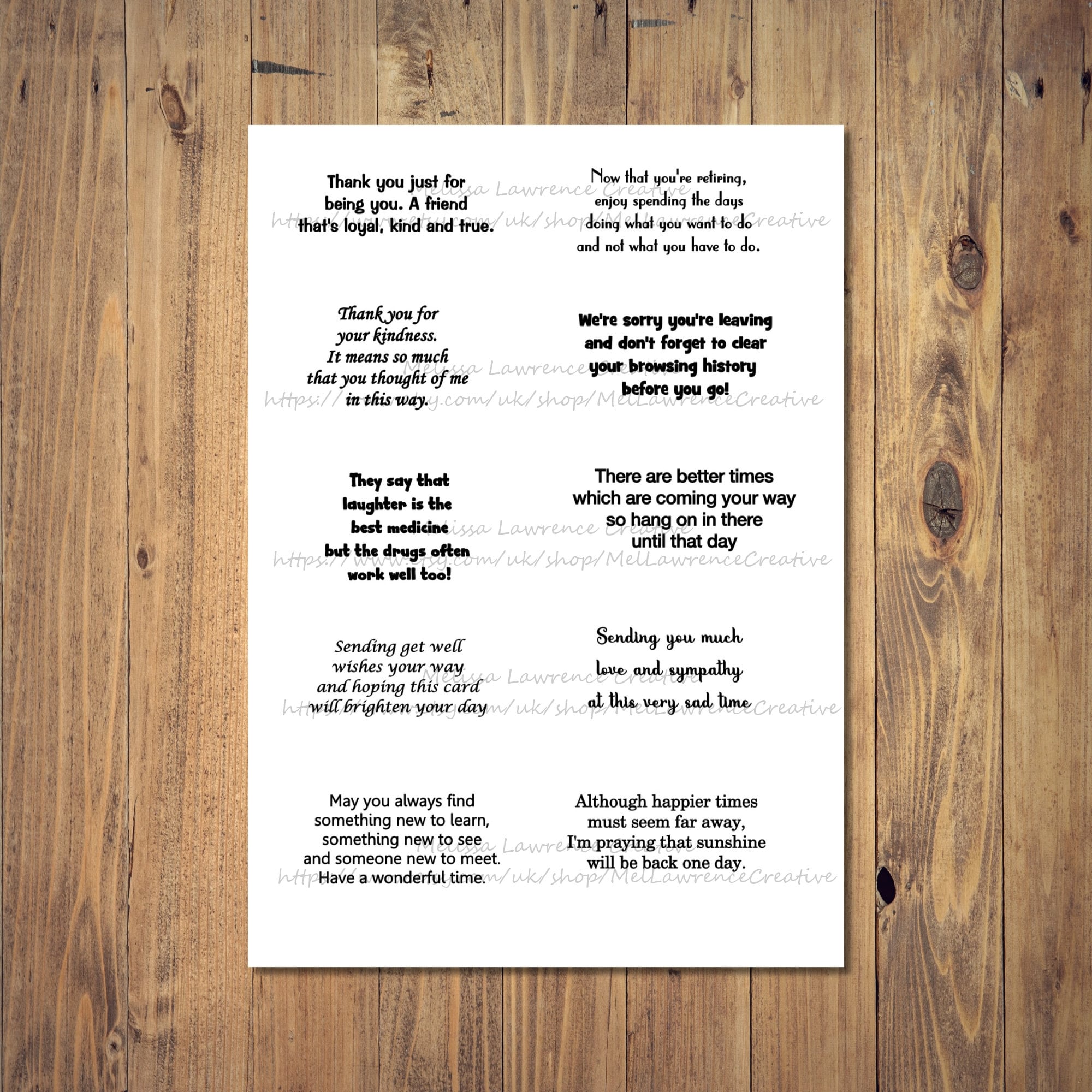 Mixed Card Inserts Digital Sheet, Printable Card Verses, Inside Card ...