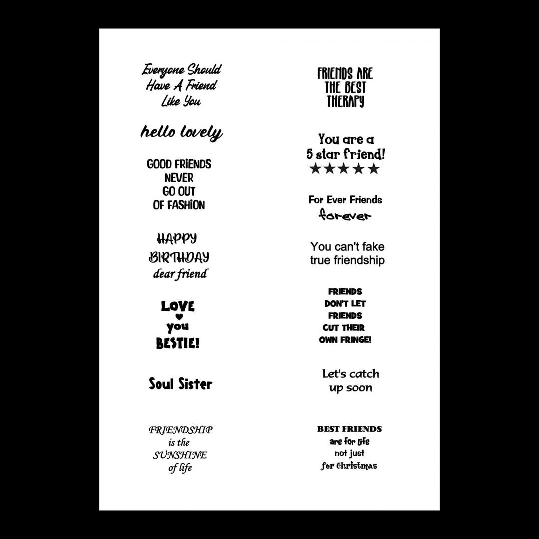 Friendship Sentiments Digital Download, Words for Friend Cards, Junk ...