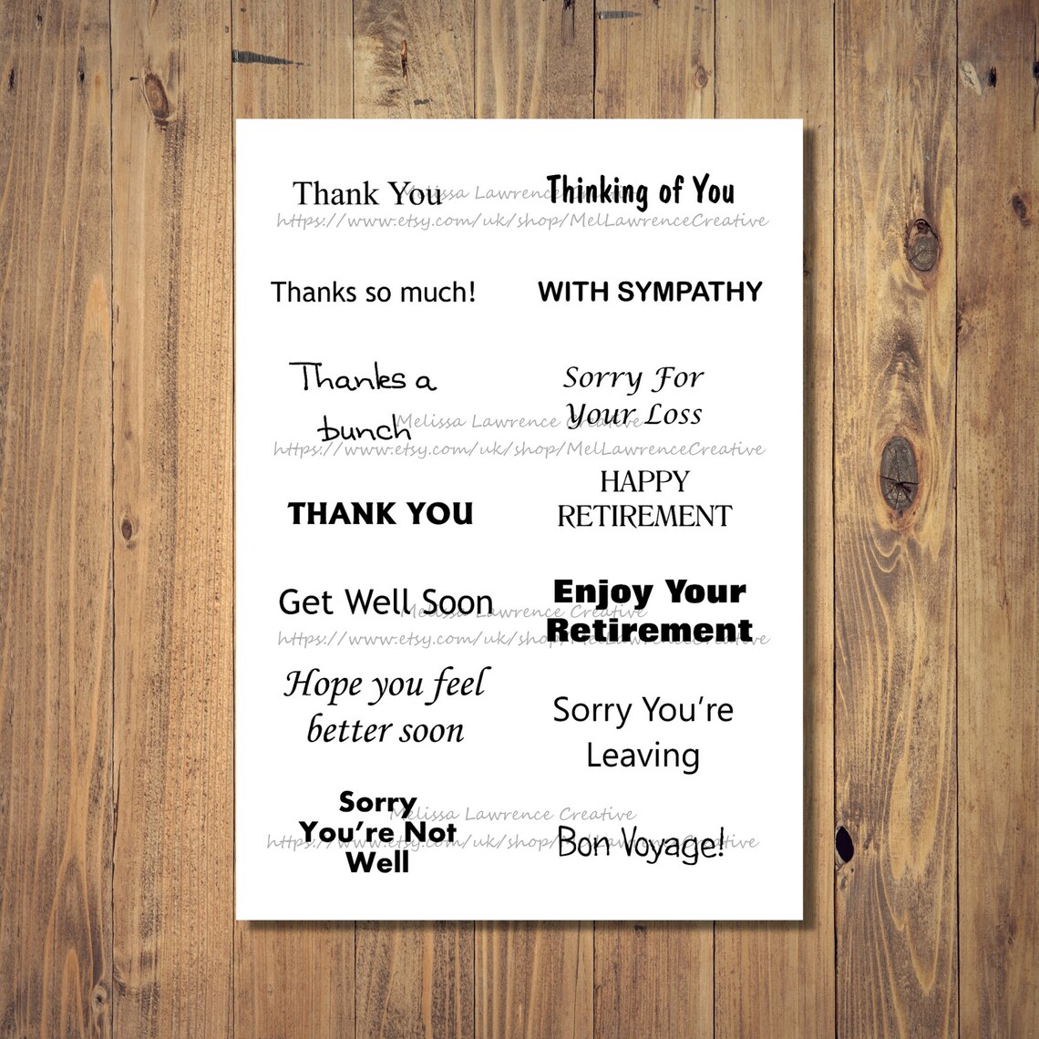 Mixed Sentiments Digital Sheet, Printable Words and Phrases, Cardmaker ...