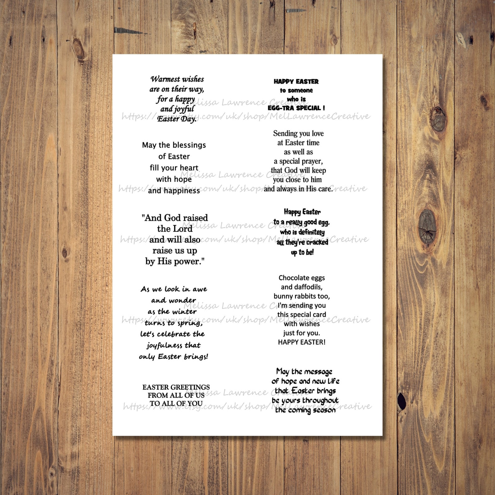 Easter Card Inserts Digital Sheet, Printable Easter Card Verses, Easter ...
