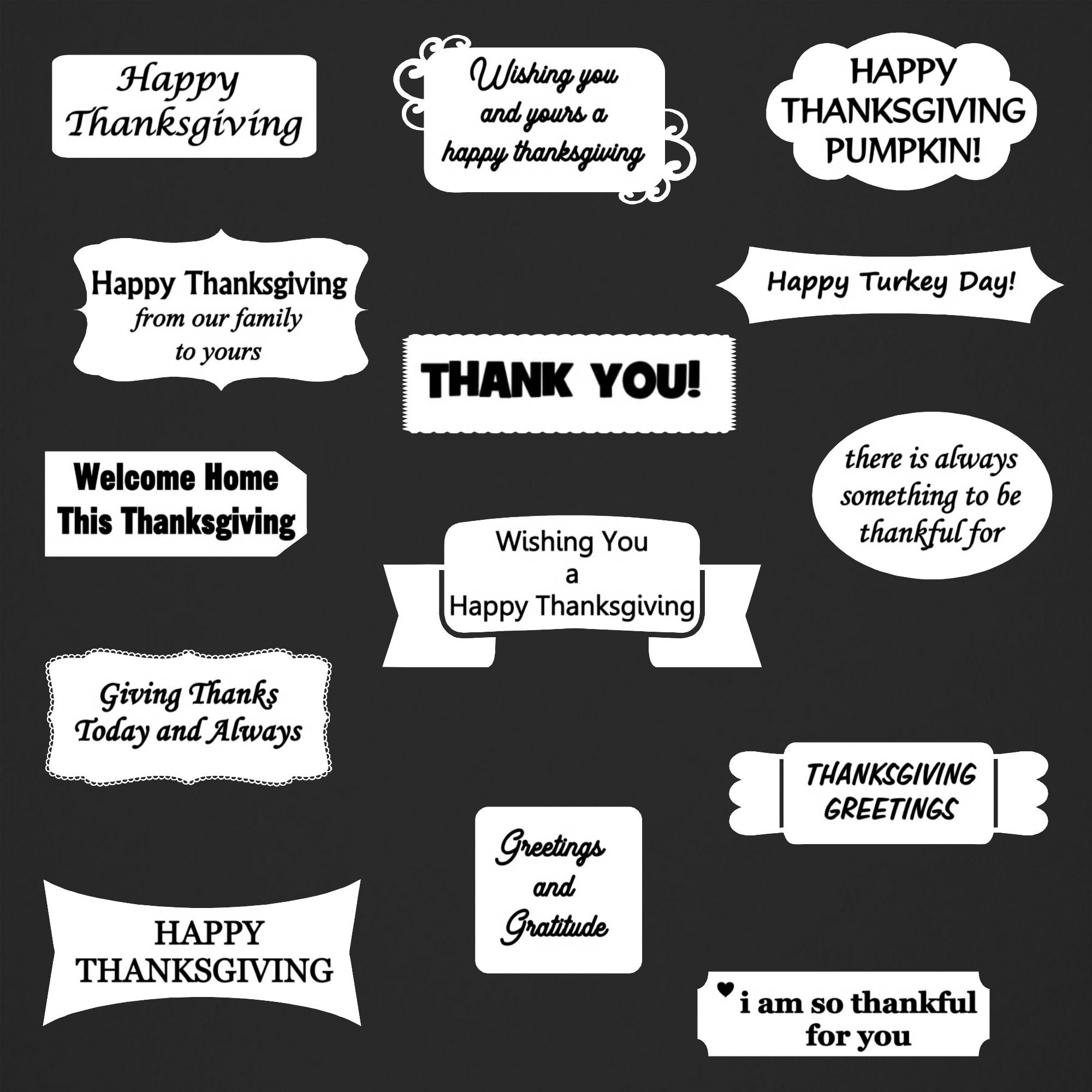 Thanksgiving Sentiments Digital Sheet, Thanksgiving Words and Phrases ...